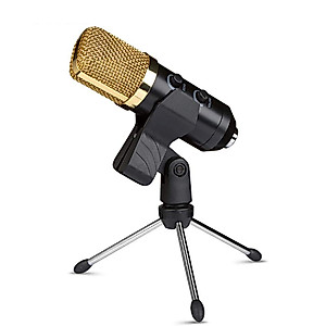 RICA-J Condenser Microphone, Cardioid Condenser Microphone, USB Microphone with Stand, 3.5mm Studio Condenser Mic with Shock Mount and Pop Filter