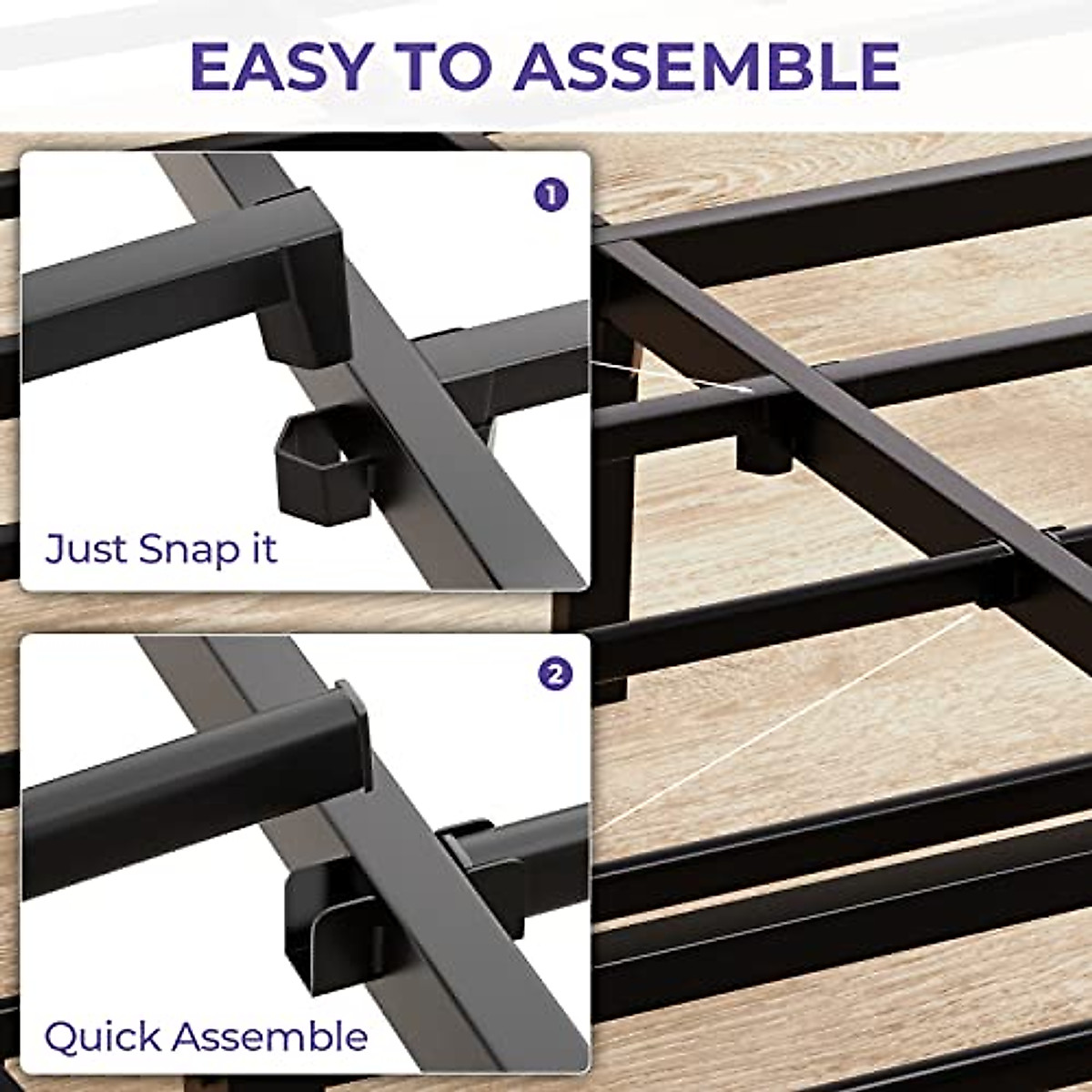 GreenForest Full Size Bed Frame with Headboard Easy Assemble Metal Platform Bed Base with Heavy Duty Support Mattress Foundation No Box Spring Needed, Full