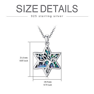 ONEFINITY Tree of Life Necklace 925 Sterling Silver Abalone Shell Star of David Pendant Necklace for Women Jewelry