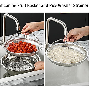 Multifunctional All-In-One Pan Steamer Basket with Handle, Household Stainless Steel Draining Basket Fine Mesh Steam, Dishwasher Safe, Perfect for Steaming Vegetables, Easy Use (S-8.85IN)