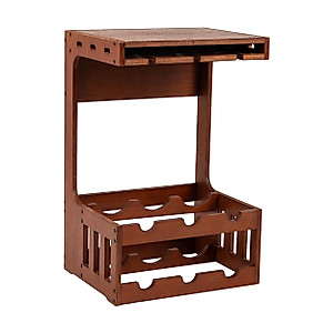 Mind Reader Floating Wooden Decor, 6 Bottle Stand, Stem Glass Organizer-Brown Wine Rack, 20" x 13" x 10"