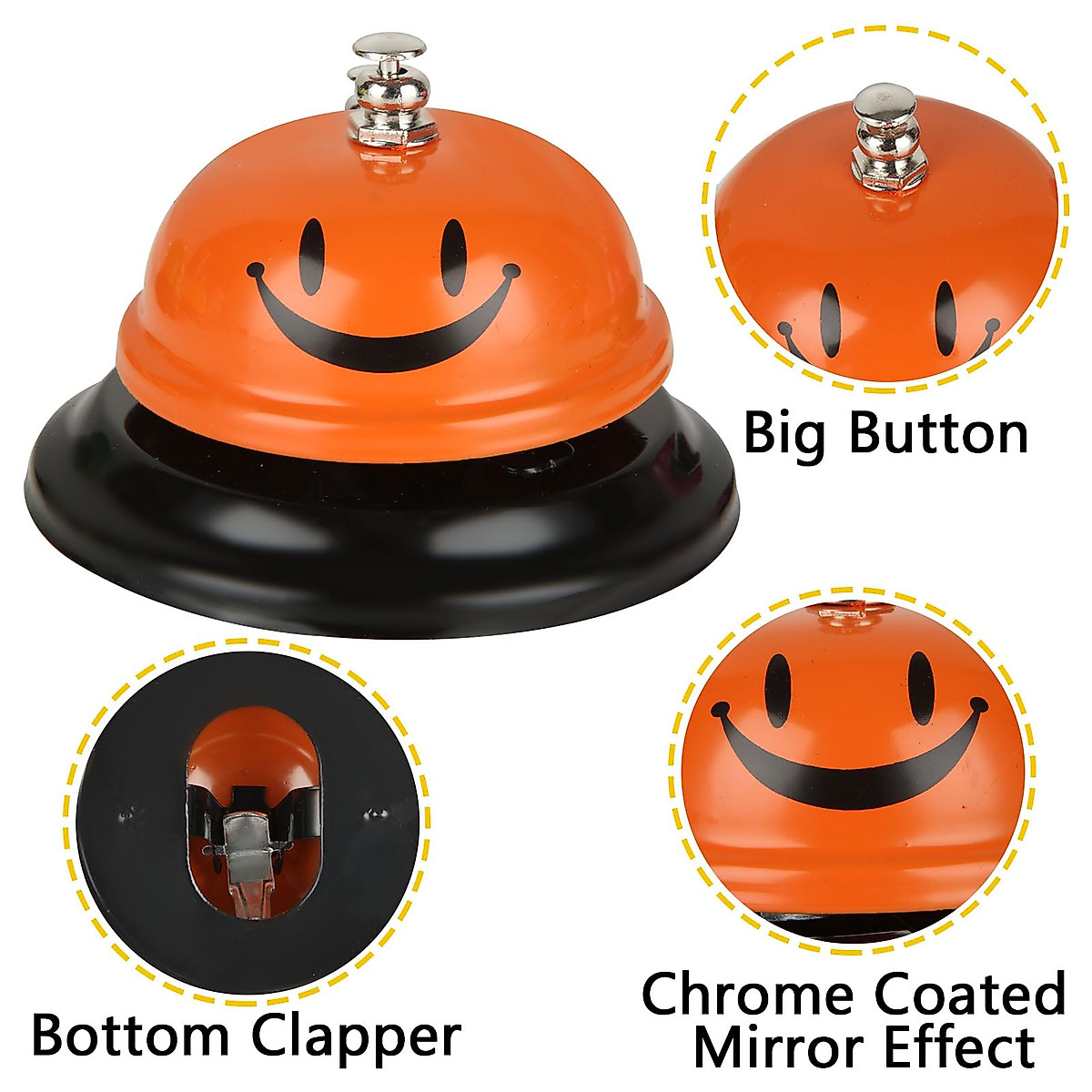 ABuff 7 Pack Desk Bell Call Bell, 3.3 Inch Metal Anti-Rust Ringing Service Bell, Big Button Desk Bell for Service, Hotels, Schools, Restaurants, Hospitals, Reception and Pet Dog Training, 7 Color