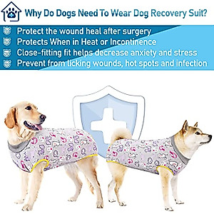 AOFITEE Dog Recovery Suit, Surgical Recovery Suit for Dog Female After Spay, Rabbit Pattern Dog Recovery Shirt for Abdominal Wounds, Anti Licking Dog Onesie Jumpsuit E-Collar Cone Alternative 3XL