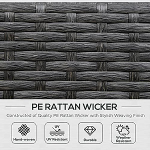 Outsunny Outdoor Wicker Rocking Chair with Padded Cushions, Aluminum Furniture Rattan Porch Rocker Chair w/Armrest for Garden, Patio, and Backyard, Blue