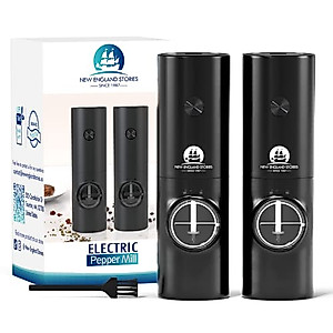 Electric Salt and Pepper Grinder Set Battery Powered with Light, Automatic One Hand Operation Pepper Mill with 5 Levels Adjustable Coarseness