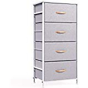 ROMOON 4 Drawer Fabric Dresser Storage Tower, Organizer Unit for Bedroom, Closet, Entryway, Hallway, Nursery Room - Gray