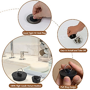 AIYUENCICI 4 Pieces Bath Tub Drain Stoppers, Sink Bathtub Plug Rubber Pool Plugs Bathtub Caps Water Stopper Seal with Hanging Ring for Kitchen Bathroom Laundry Bar