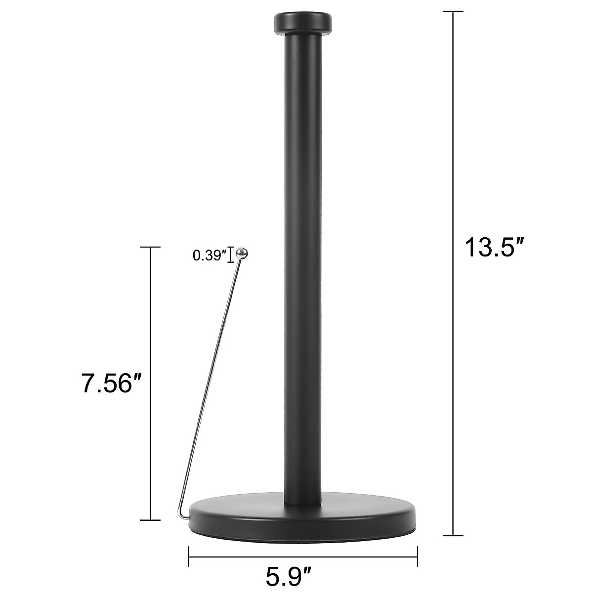 Paper Towel Holder, Countertop Stainless Steel Paper Towels Tabletop Standing with Steel Arm for Kitchen Dinning Room - Black