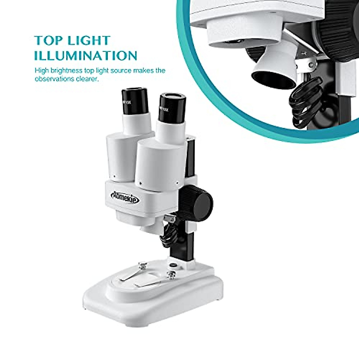 Aomekie® Microscope for Kids Students 20X 40X with 10Pcs Slides Insect Specimen Stereo Microscope for Kids with WF eyepieces LED Light Source Portable Stereoscope