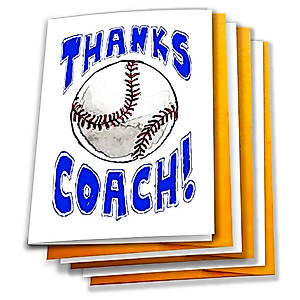Play Strong 3-Pack Thanks BASEBALL Coach You're Awesome (5x7) Greeting Thank You Cards Set Amazing for Baseball Players, Teams, Coaches, Family and Fans - Your Coaches Will Love 'Em!