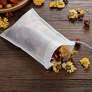 TamBee 200 Pack Disposable Tea Filter Bags Tea infusers 4" x 6" Empty Muslin Drawstring Seal Filter Tea Bags Drawstring Herb Loose Tea bag for Brew Tea Cold Brew Coffee（4" x 6" /10 x 15cm）