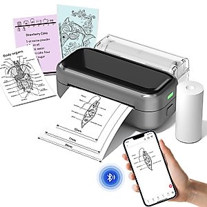 PhoFuta Mini Printer for iPhone, Sticker Printer Machine Portable Thermal Inkless Photo Printer via Bluetooth, Can Print 53mm(2 inch)/80mm(3 inch) Width Paper,Note Buddy Best for Memo,Journal,Plan