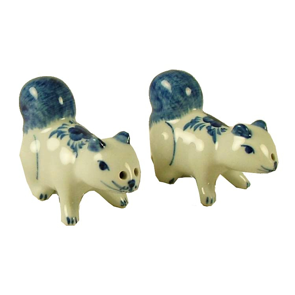 Porcelain Blue and White Squirrel Salt and Pepper Shaker