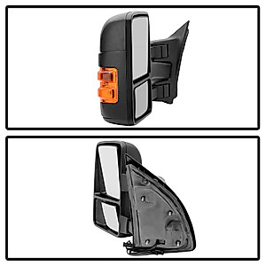 ACANII - Telescoping Manual Non Heat LED Signal Towing Mirror Driver Side For 2008-2016 Ford F250 / F350 Super Duty Left
