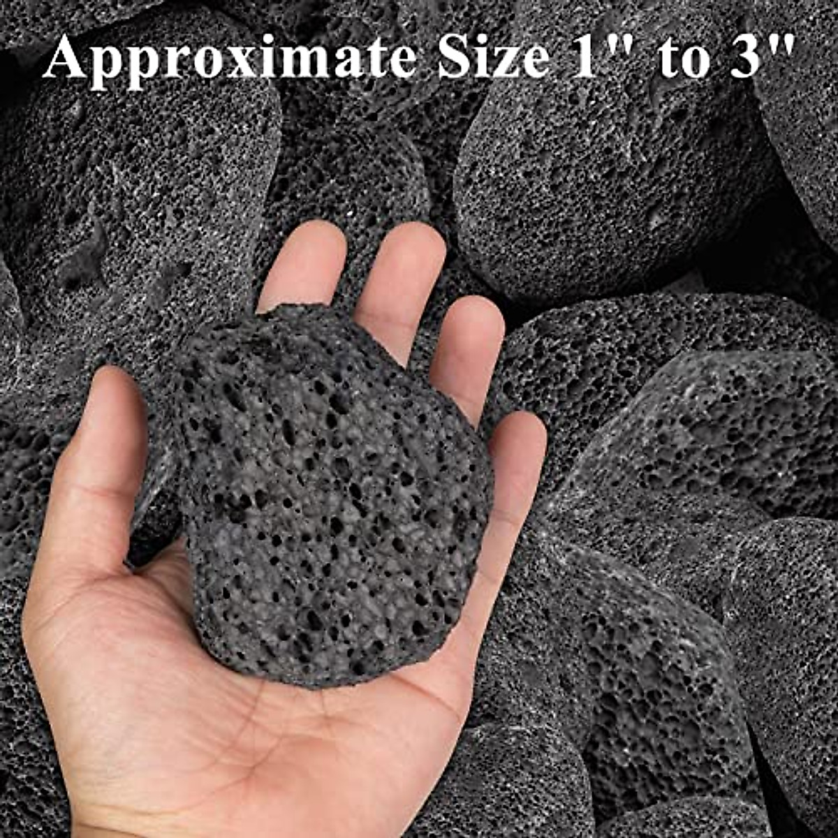 GASPRO 10 lb Large Black Lava Rocks, 1-3 Inch, Ideal for Outdoor Fire Pits, Indoor Fireplaces with Propane and Natural Gas