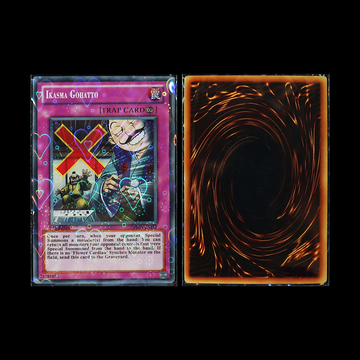 100PCS Holographic Card Sleeves for Japanese Sized Cards YGO Card Protectors (61x88mm, Hearts)