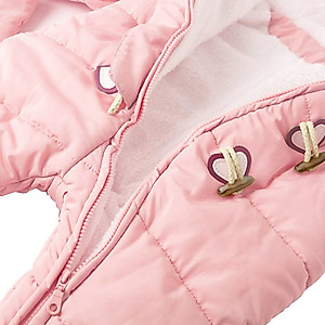 flower frail Baby Boys Girls Winter Snowsuit Jumpsuit Warm Hooded Coat Outerwear Onesie Romper with Footed Gloves Pink 9-12 Months