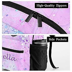 Watercolor Purple Butterfly Personalized Backpack with Name Waterproof Bag for Birthday Holiday Gift for Travel Office Work