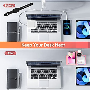 3 in 1 Charging Station for Apple Products, Fast Charging Wireless Charger for iPhone 14/13/12/11/Pro/XS/XR/X/SE/8/8 Plus, Charging Dock for Apple Watch 8/7/6/5/4/3/2/AirPods(with Adapter)