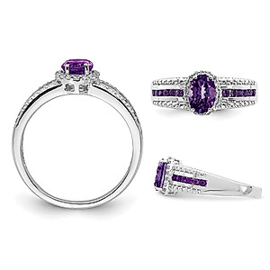 Gem And Harmony 3/4 Carat (ctw) Natural Amethyst Ring with White Topaz 1/4 Carat (ctw) in Sterling Silver