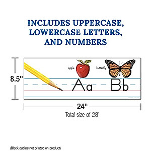 Carson Dellosa Alphabet and Number Line Bulletin Board Set—Alphabet Chart with Upper and Lowercase Letters, Numbers 0-10, Bulletin Board Decorations for Homeschool or Classroom Decor (11 pc)