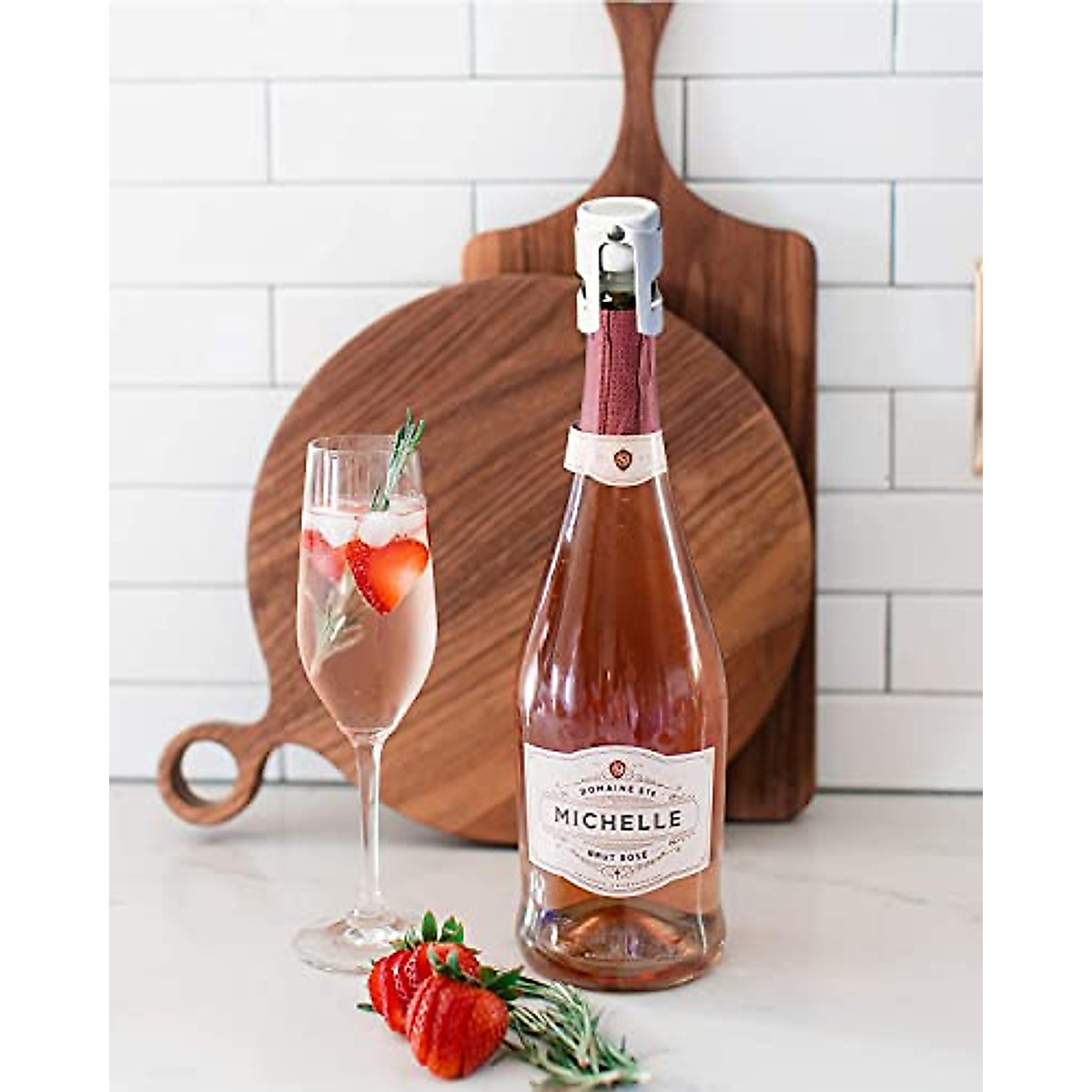 HYZ Champagne Stoppers 1*White 1*Pink, Professional Sparkling Wine Stopper for Prosecco, Cava and Bubbly, Champagne Bottle Cork, Saver, Sealer - Stainless Steel & Only Silicone Sealed