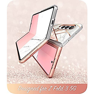 i-Blason Cosmo Series Case for Samsung Galaxy Z Fold 3 Case 5G (2021), Slim Stylish Protective Bumper Case with Built-in Screen Protector (Marble)
