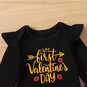 Happidoo Baby Girl Cute Festival Outfit Newborn Long Sleeves Flare Pants (Black, 0-3 Months)