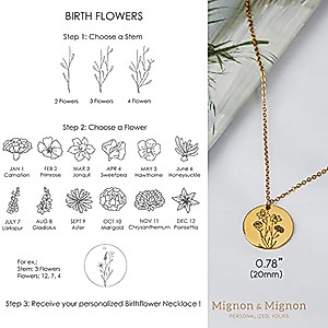 MignonandMignon Combined Birth Flower Necklace Personalized Gift For Mom Multiple Flowers Jewelry Custom Necklace For Women Mothers Day Gift - XLCN-MFL