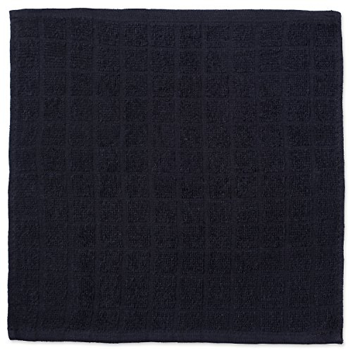 DII Basic Terry Collection Solid Windowpane Dishcloth Set, 12x12, Black, 6 Piece