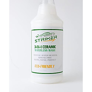Striker 3-in-1 Ceramic Waterless Car Wash and Protective Coating. Advanced Eco-Friendly Spot Free Cleaning and Detailer Spray – 32 fl. oz.
