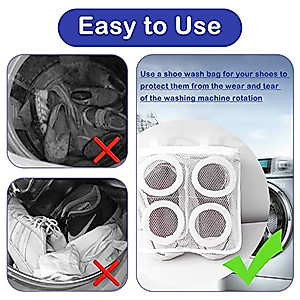 BAYTORY 2Pcs Shoe Washing Bag with Zipper, Mesh Laundry Bag for Washing Machine, Reusable and Durable, Wash Bag for Sneakers, Trainers, Running Shoes, Bras, Socks, Lingerie (1 Large and 1Medium)