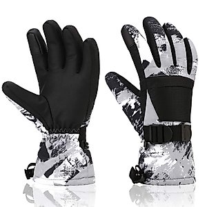 Yidomto Ski Gloves, Waterproof Touchscreen Snow Gloves, Warm Winter Gloves for Cold Weather, Thermal Snowboarding Gloves - for Men Women Kids Boys and Girls (Black Grey-XL)