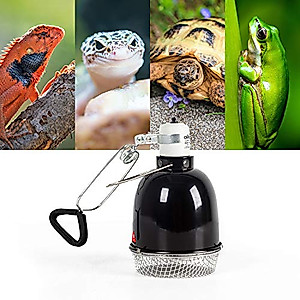 OIIBO Clamp Lamp Fixture 5.5 Inch Deep Dome Reptile Light Fixture, Reptile Heat Lamp Fixture for Heat Lights UVA UVB Reptile Light with Anti-Scaling Cover and Spring Clip, Max 100W Supported