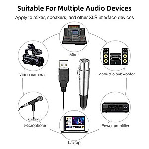 USB Microphone Cable, ANDTOBO USB to XLR Female Mic Link Converter Cable Adapter - 10 Feet