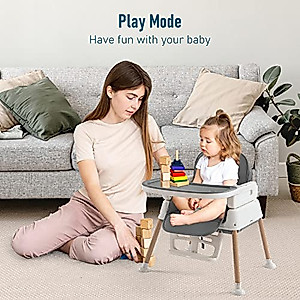 3 in 1 Baby High Chair,Adjustable Convertible Chairs Baby High Chairs for Babies and Toddlers,Portable and Easy to Clean,Gray