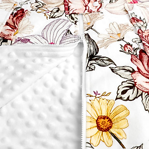 Floral Baby Car Seat Canopy Soft Minky Plush Dotted Backing Baby Car Seat Cover Girls,Floral Baby Poncho for Girls, Toddler Minky Wear Hooded Warm Winter Outerwear Capes Poncho Coat With Zipper