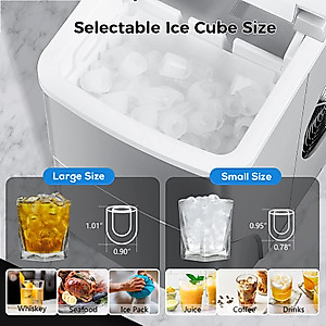 AGLUCKY Ice Makers Countertop with Self-Cleaning, 26.5lbs/24hrs, 9 Cubes Ready in 6~8Mins, Portable Ice Machine with 2 Sizes Bullet Ice/Ice Scoop/Basket for Home/Kitchen/Office/Bar/Party, Grey