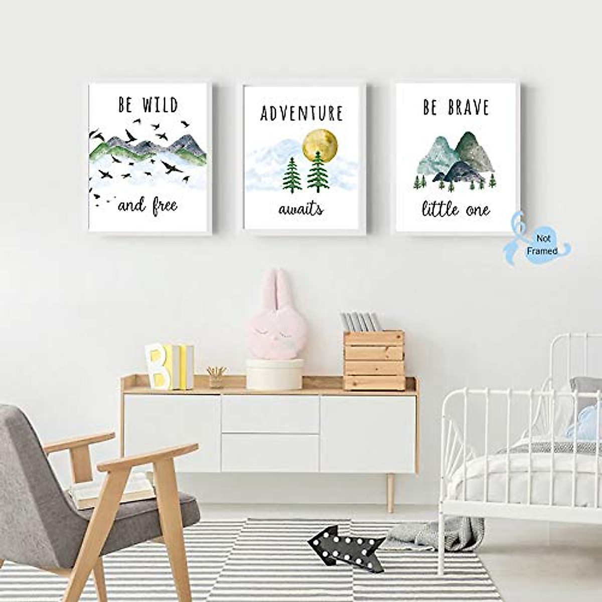 XUOIAYNB Colorful Inspirational Adventure Quote Art Print-- Nature Mountain Forest Motivational Saying Canvas Wall Art--(12”X16”X4 pcs, Unframed)--Perfect for Office Nursery Summer Decoration