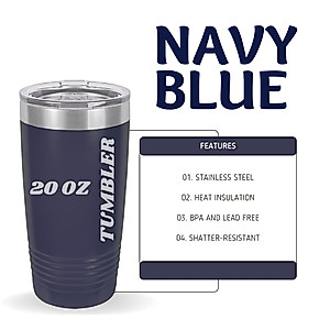 OEZZO Customized Tumblers With Names, Double Wall Personalized Bottles with Splash and Leak Proof Upgraded Slider Lid for Birthdays, Mom, Dad, Friends, Co-Workers (20oz, Navy Blue)