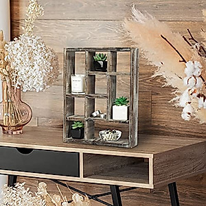 J JACKCUBE DESIGN Rustic Multi-Slot Shelf Cube Display 9 Compartment Shadow Box Wall mountable Shelf for Collection Square Freestanding Case Farmhouse Décor - MK570A (Rustic Wood)