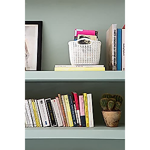 Curver 226391 Rectangular Knit-Effect Storage Basket, Plastic, Off-White, 29 x 21.7 x 17.2 cm, 8 L