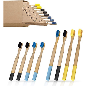 N+A Child Grown ups Bamboo Toothbrushes Set BPA Free Soft Bristles, Natural Biodegradable Bamboo Toothbrushes (8 Pack)