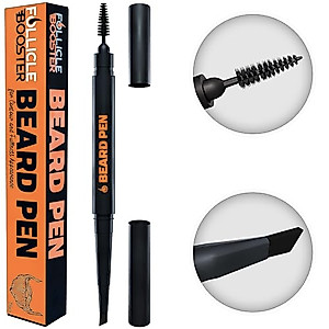 Beard Pen Filler for Men - Barber Styling Grooming Pencil - Waterproof Proof, Sweat Proof, Long Lasting Solution with Natural Finish - Cover Beard and Scalp Patches in Seconds - Black 1 Pack
