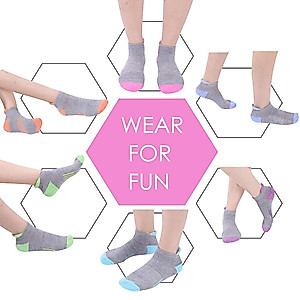 JOYNÉE Womens Ankle Athletic Low Cut Tab Socks Cushioned Running Sports 6 Pack,Grey,Sock Size 9-11