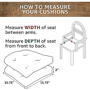 BUENA DECOR Kitchen Chair Cushions with Ties, Set of 2 Buffalo-Checked Dining Chair Pads Seat Cushions for Kitchen Chairs, 16x16 inches Buffalo-Plaid Christmas Decoration (Grey & White), (BD893569-2)