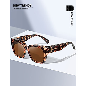 MEETSUN Fit Over Glasses Sunglasses for Women Men Large Trendy Polarized Sunglasses for Driving UV Protection Tortoise Brown