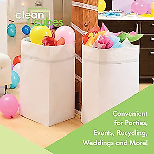 Clean Cubes 30 Gallon Trash Cans & Recycle Bins for Sanitary Garbage Disposal. Disposable Containers for Parties, Events, Recycling, and More. 3 Pack (White)