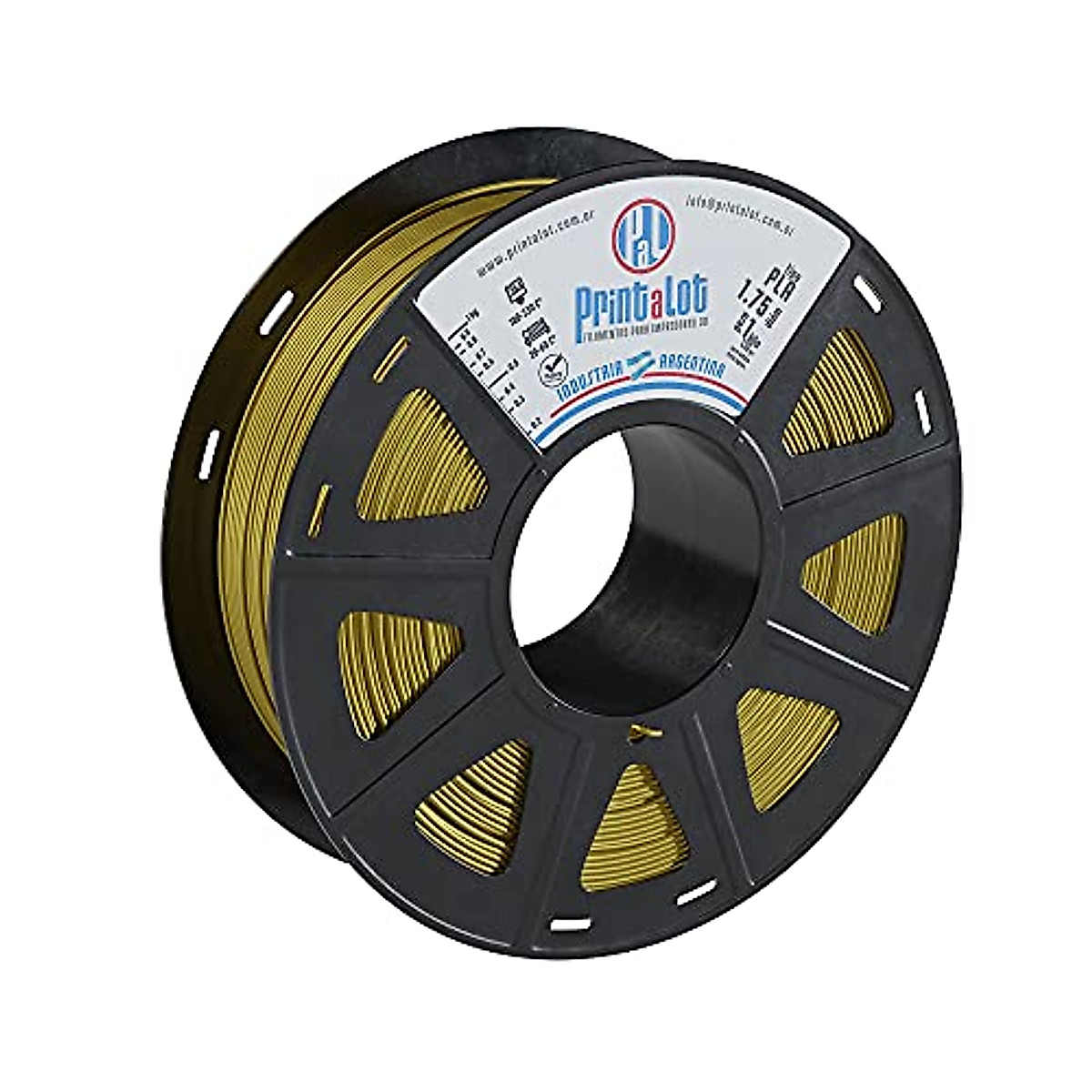 PRINTALOT PLA 3D Printer Filament, Dimensional Accuracy +/- 0.03 mm, 1 kg Spool, 1.75 mm Gold