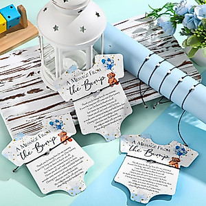 Chuangdi 50 Sets Baby Shower Bracelets Party Favors for Guests a Message from the Bump Adjustable Cute Heart Bracelets Thank You Card Bracelets for Gender Reveal Thank You Gifts(Blue)
